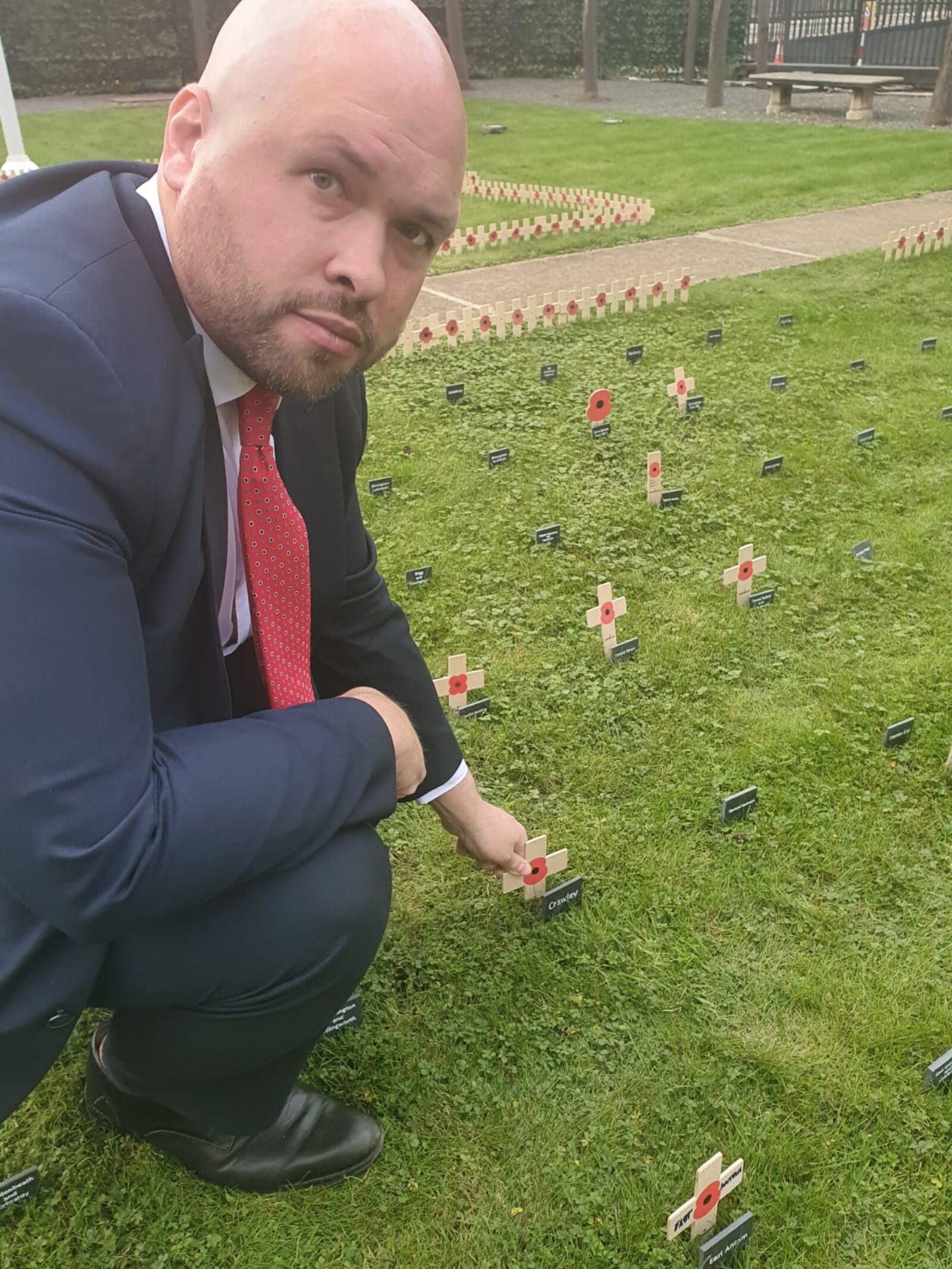 Latest News from Peter Lamb MP – Crawley’s MP plants Remembrance cross ...